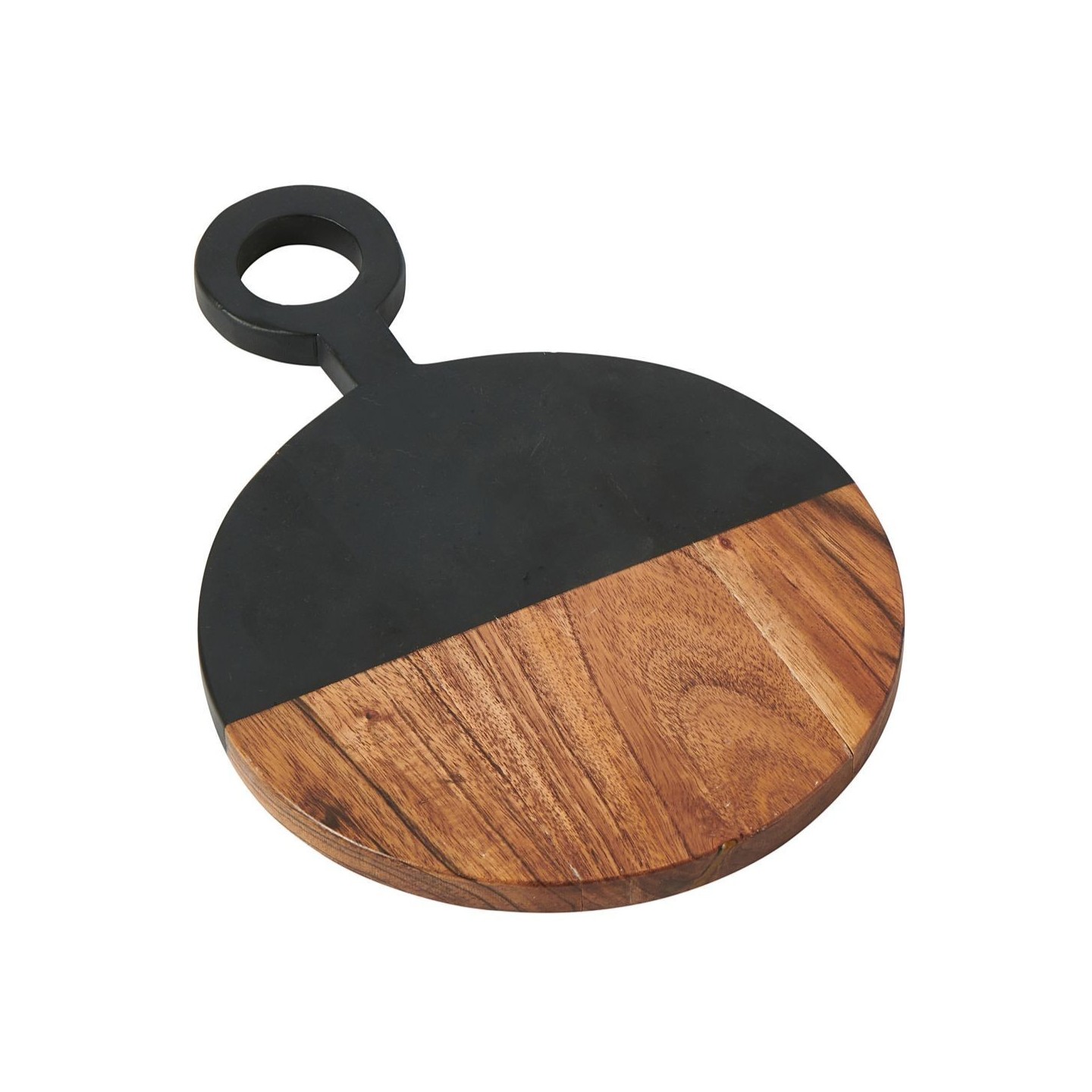 PLANCHE RONDE ANNEAU BOIS NATUREL/NOIR D20CM